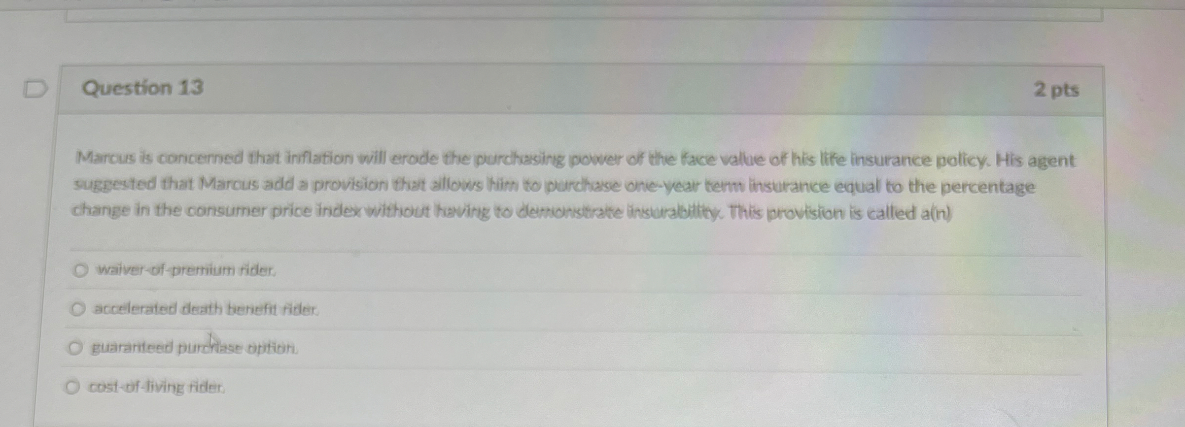 Solved Question 132 ﻿ptsMarcus is concerned that inflation | Chegg.com