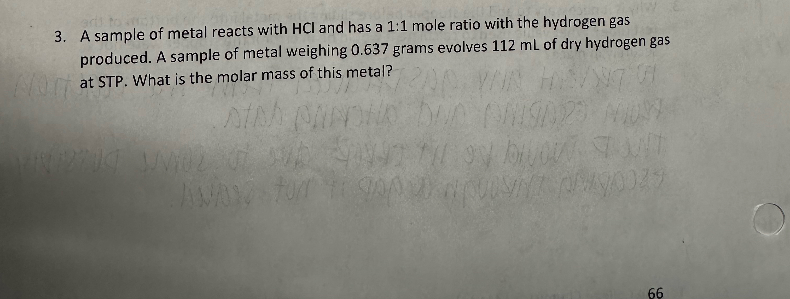 Solved A sample of metal reacts with HCl ﻿and has a 1:1 | Chegg.com