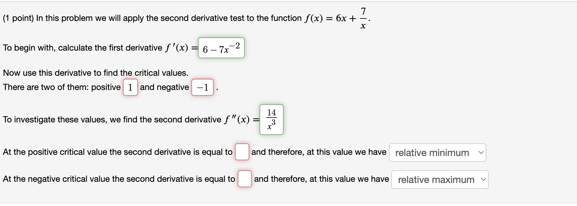 Solved (1 ﻿point) ﻿In this problem we will apply the second | Chegg.com