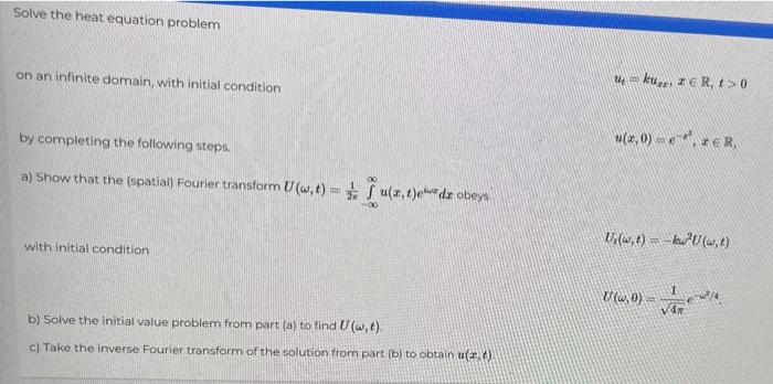 Solved on an infinite domain, with initial condition by | Chegg.com