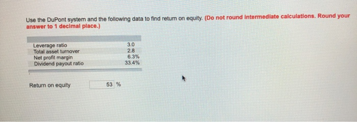 Solved Use the DuPont system and the following data to find | Chegg.com