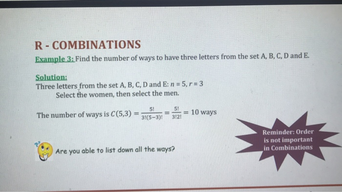 Solved R-COMBINATIONS Example 3: Find the number of ways to | Chegg.com