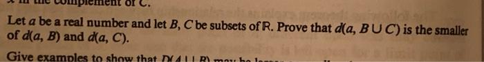 Solved Let a be a real number and let B,C be subsets of R. | Chegg.com