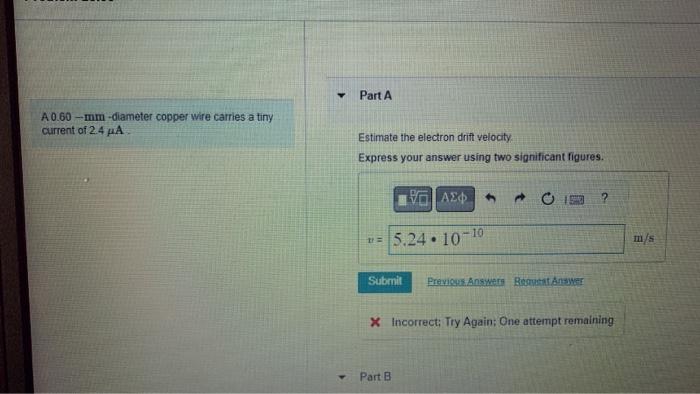Solved A 0.60−mm-diameter copper wire carries a tiny current | Chegg.com