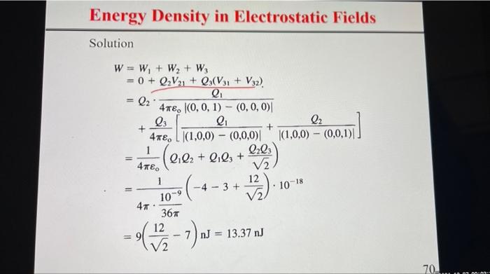 Solved Energy Density in Electrostatic Fields • From this, | Chegg.com
