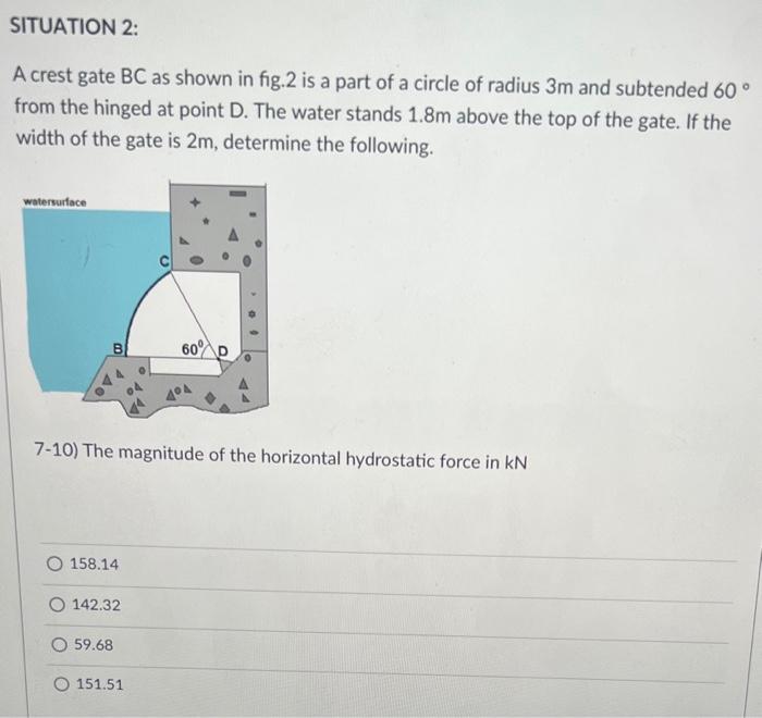 Solved A crest gate BC as shown in fig. 2 is a part of a | Chegg.com