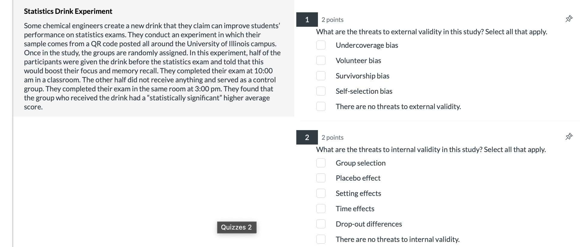 Solved 12 ﻿pointsWhat are the threats to external validity | Chegg.com
