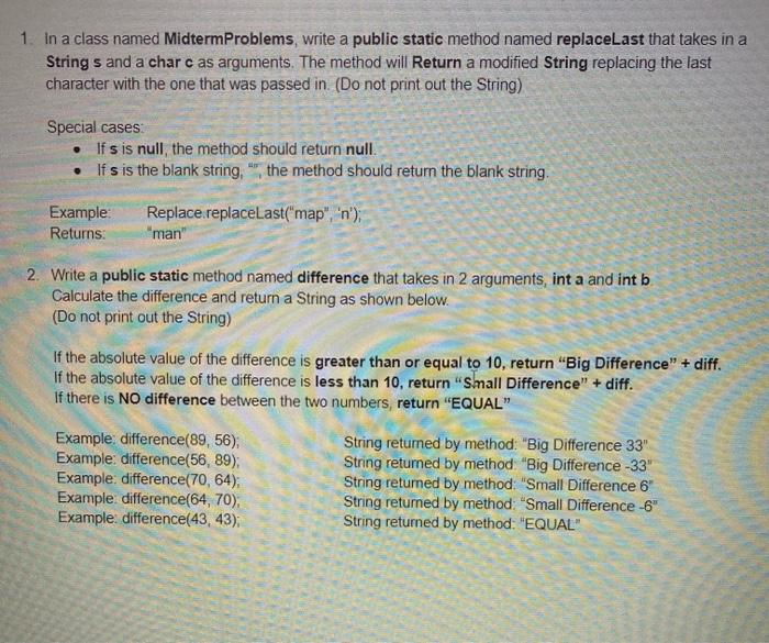 Solved 1 In A Class Named Midtermproblems Write A Public