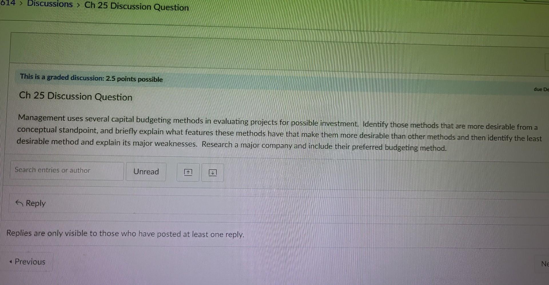 Solved This is a graded discussion: 2.5 points possible Ch | Chegg.com