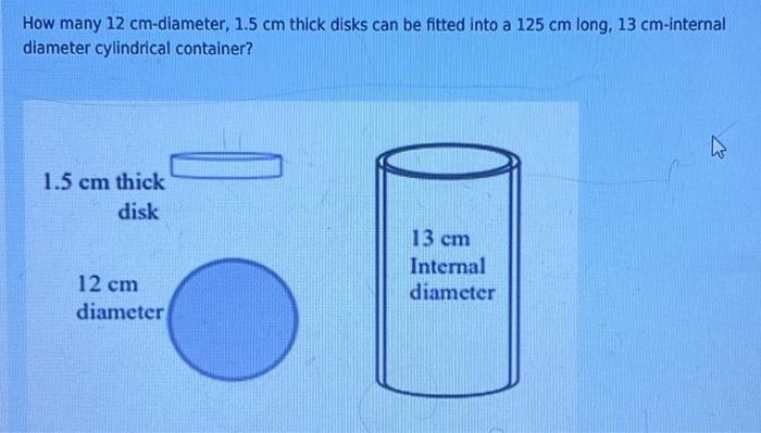 Solved How many 12 cm-diameter, 1.5 cm thick disks can be | Chegg.com