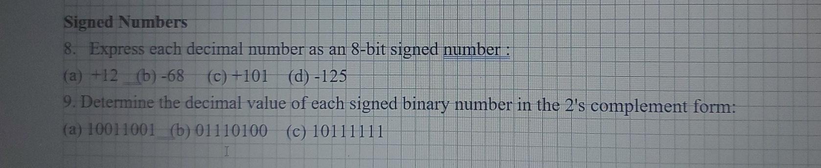 Solved Signed Numbers 8. Express each decimal number as an | Chegg.com