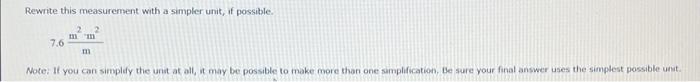 Solved Rewrite this measurement with a simpler unit, if | Chegg.com