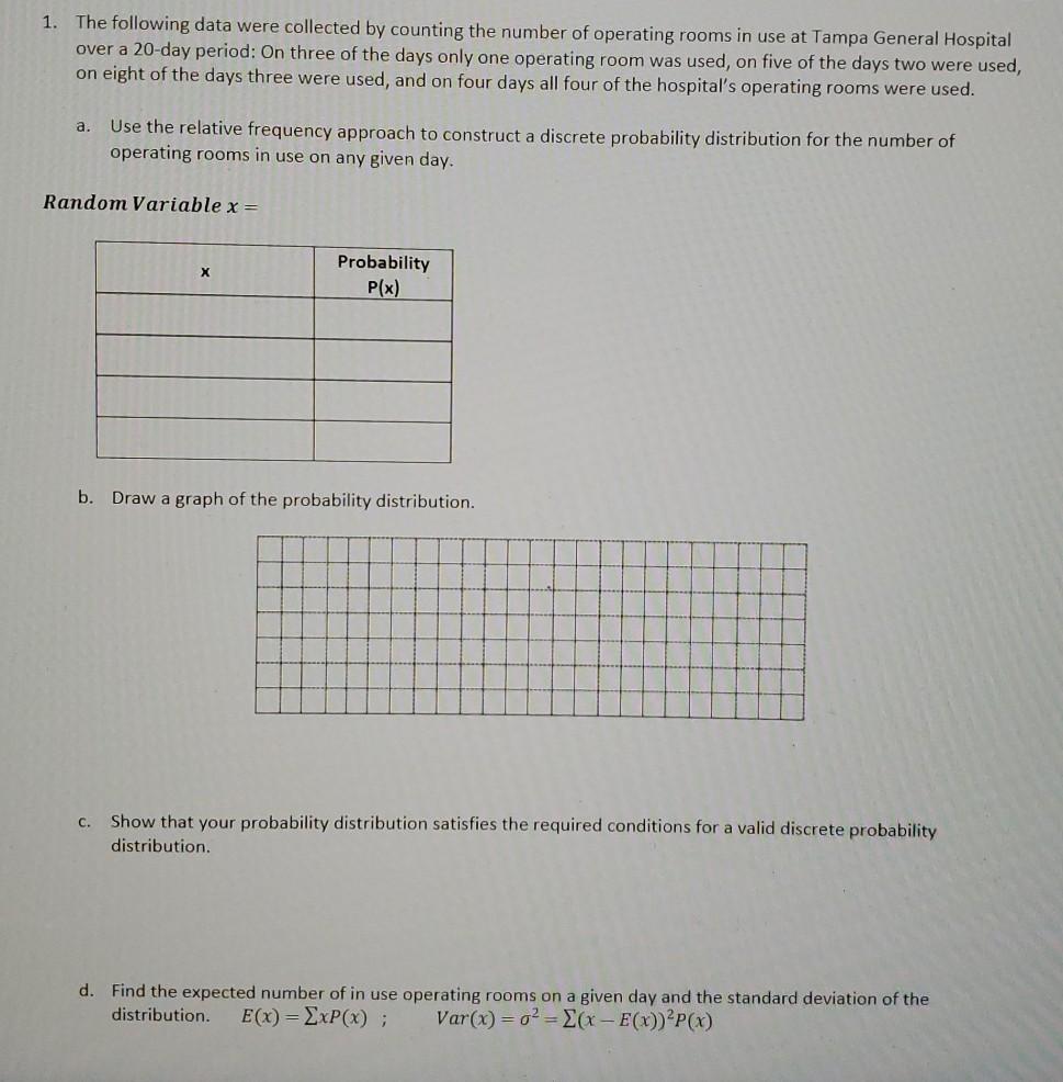 Solved 1. The following data were collected by counting the | Chegg.com