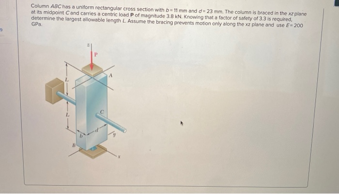 Solved Column ABC has a uniform rectangular cross section | Chegg.com