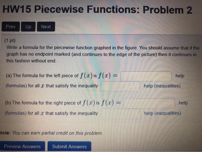 Solved HW15 Piecewise Functions: Problem 2 Prev Up Next (1 | Chegg.com