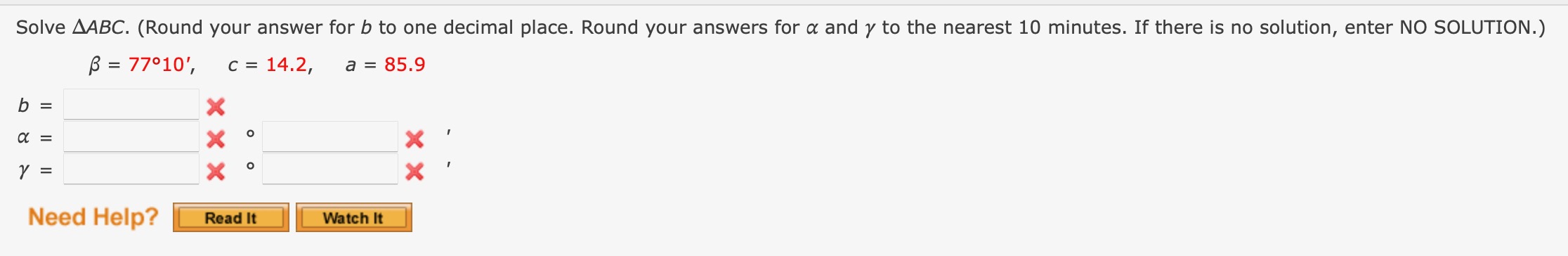 Solved Solve ????ABC. (Round your answer for b ﻿to one | Chegg.com