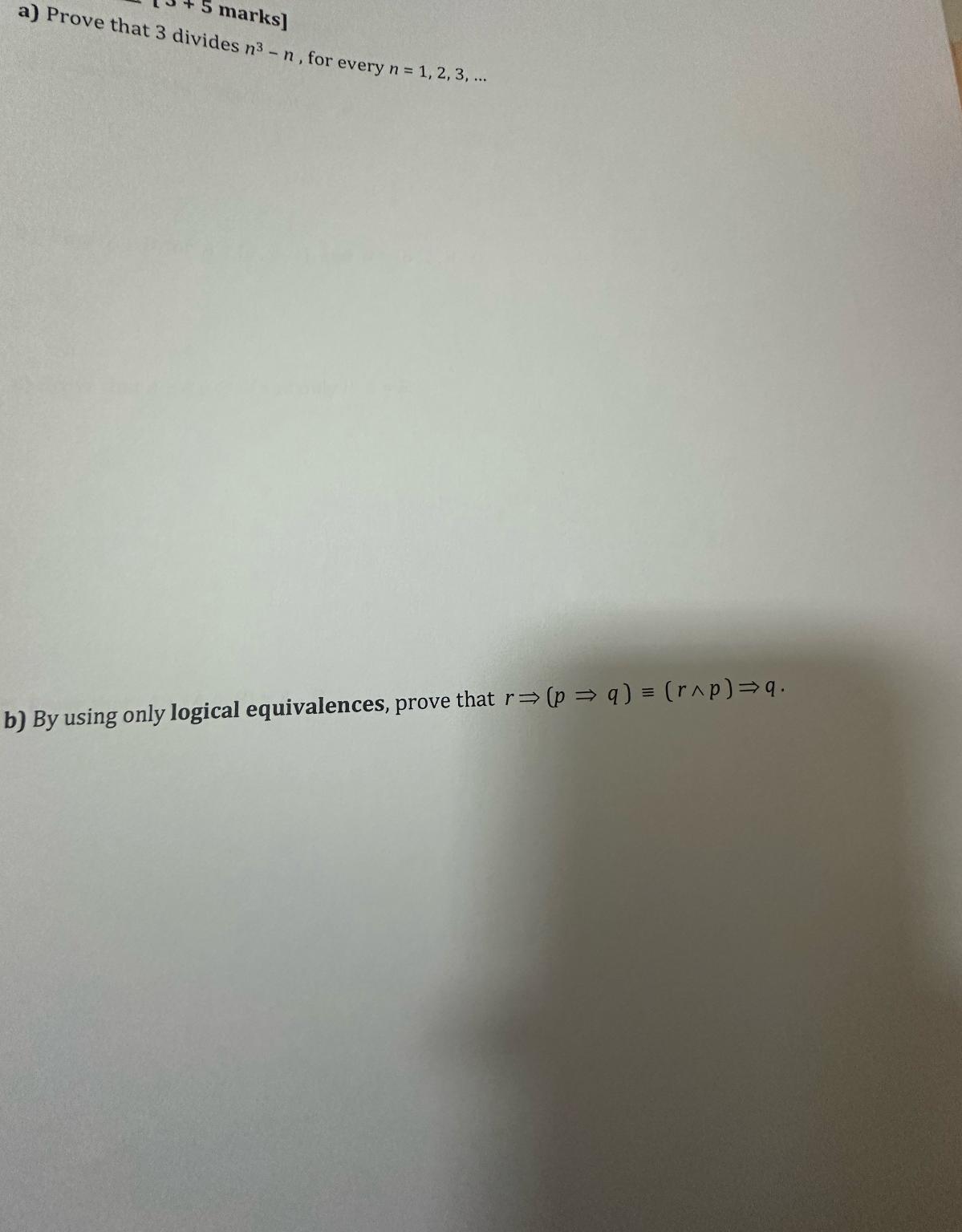 Solved a) ﻿Prove thata) ﻿Prove that 3 ﻿divides n3-n, ﻿for | Chegg.com