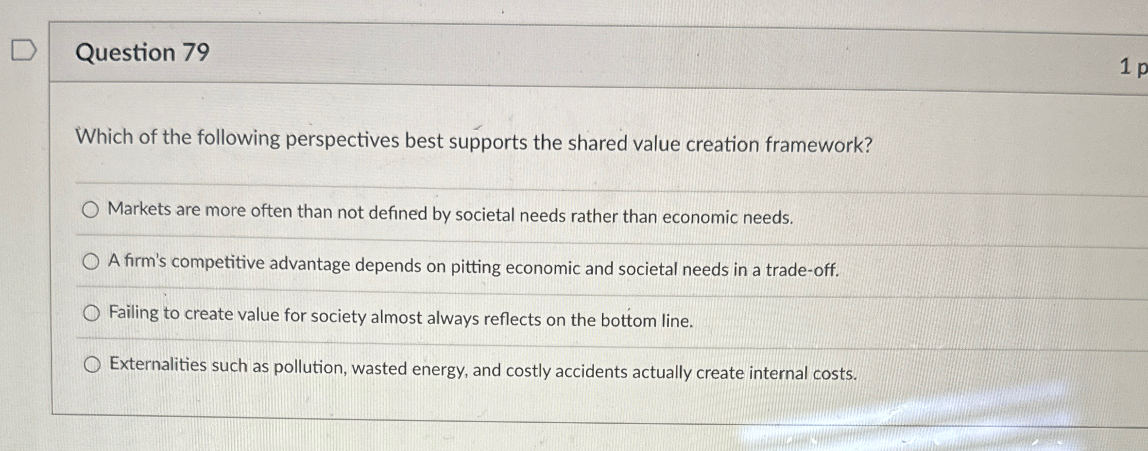 Solved Question 79Which of the following perspectives best | Chegg.com