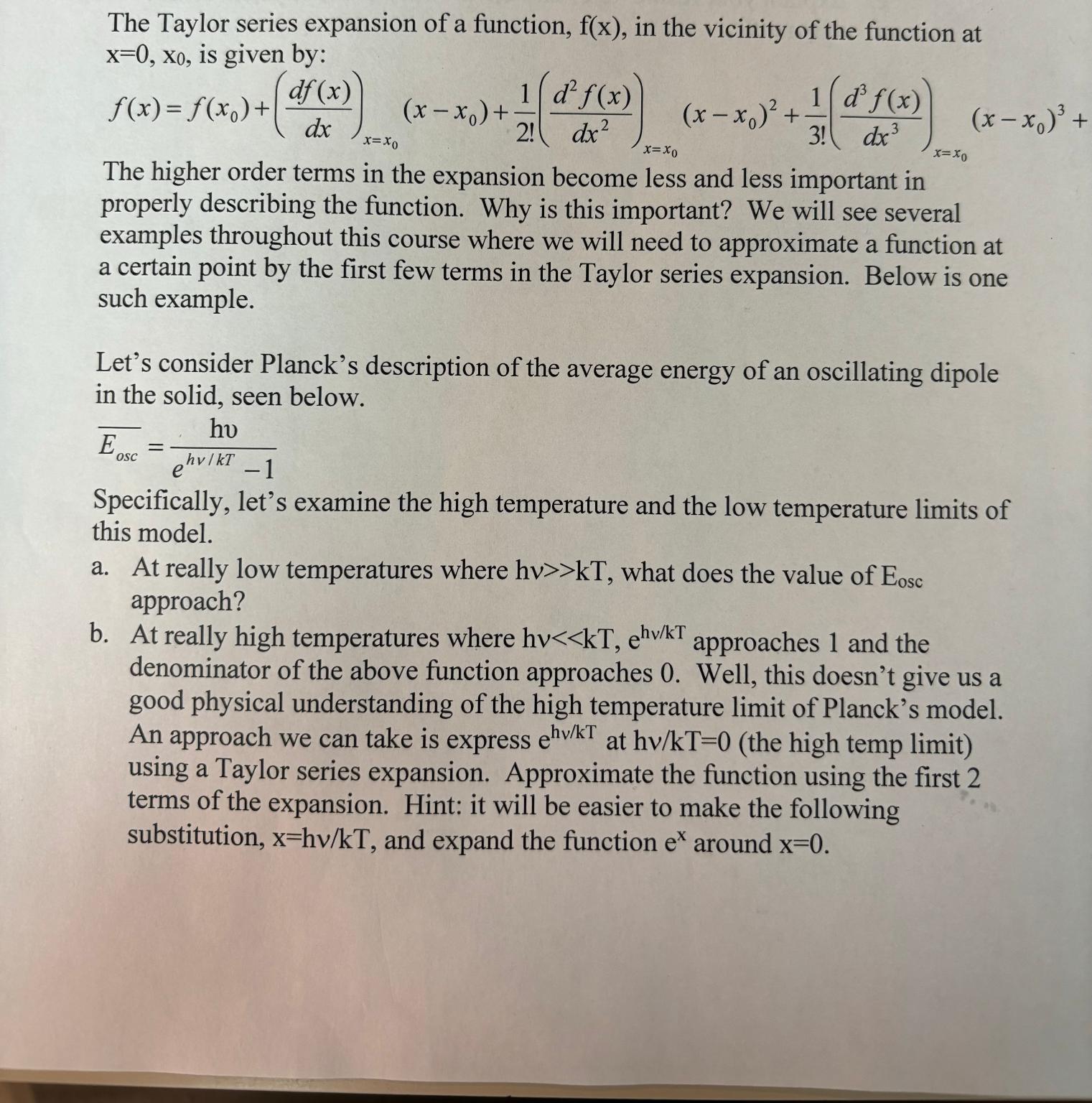 Solved The Taylor series expansion of a function, f(x), ﻿in | Chegg.com