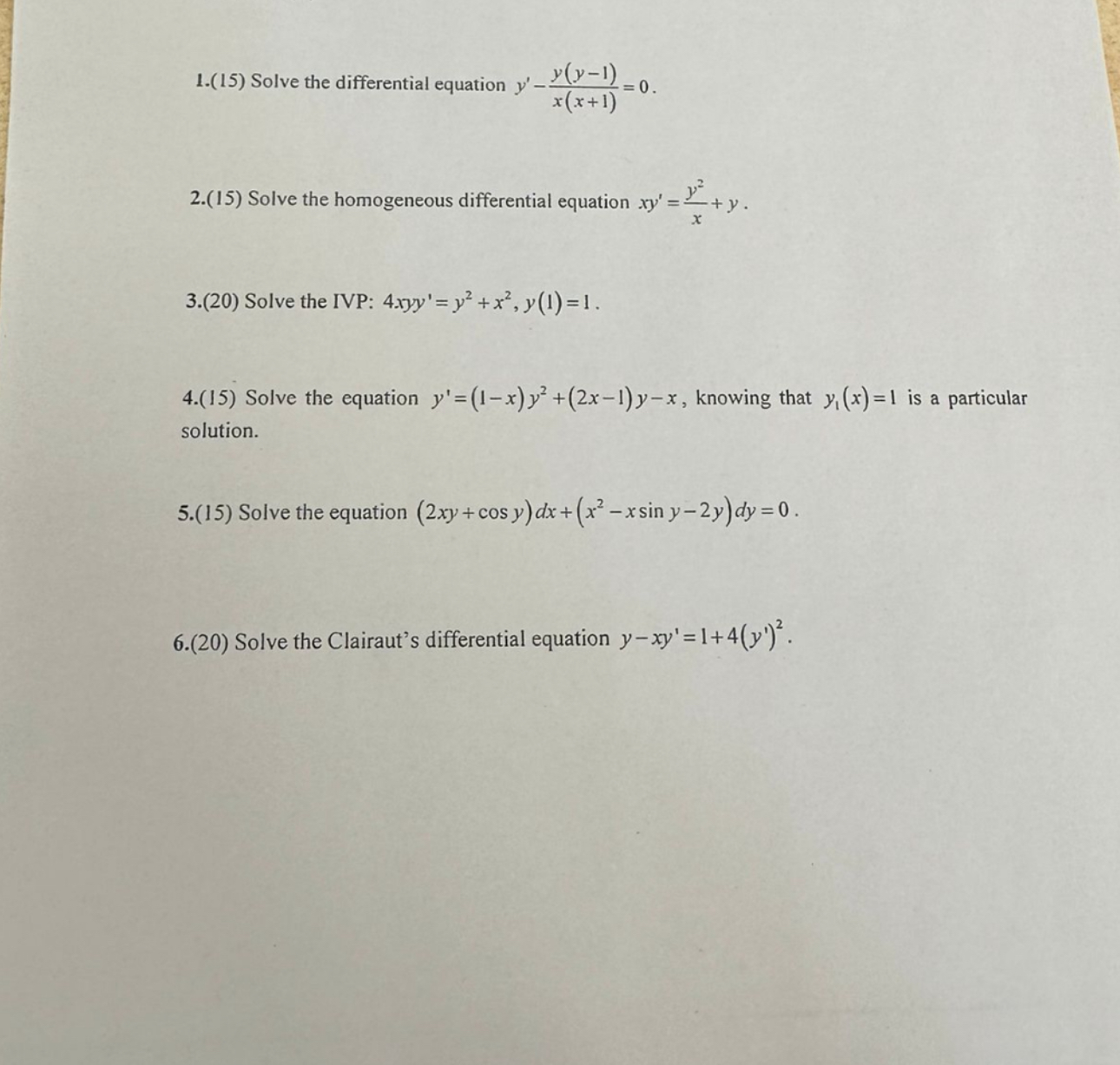 Solved 1.(15) ﻿Solve the differential equation | Chegg.com