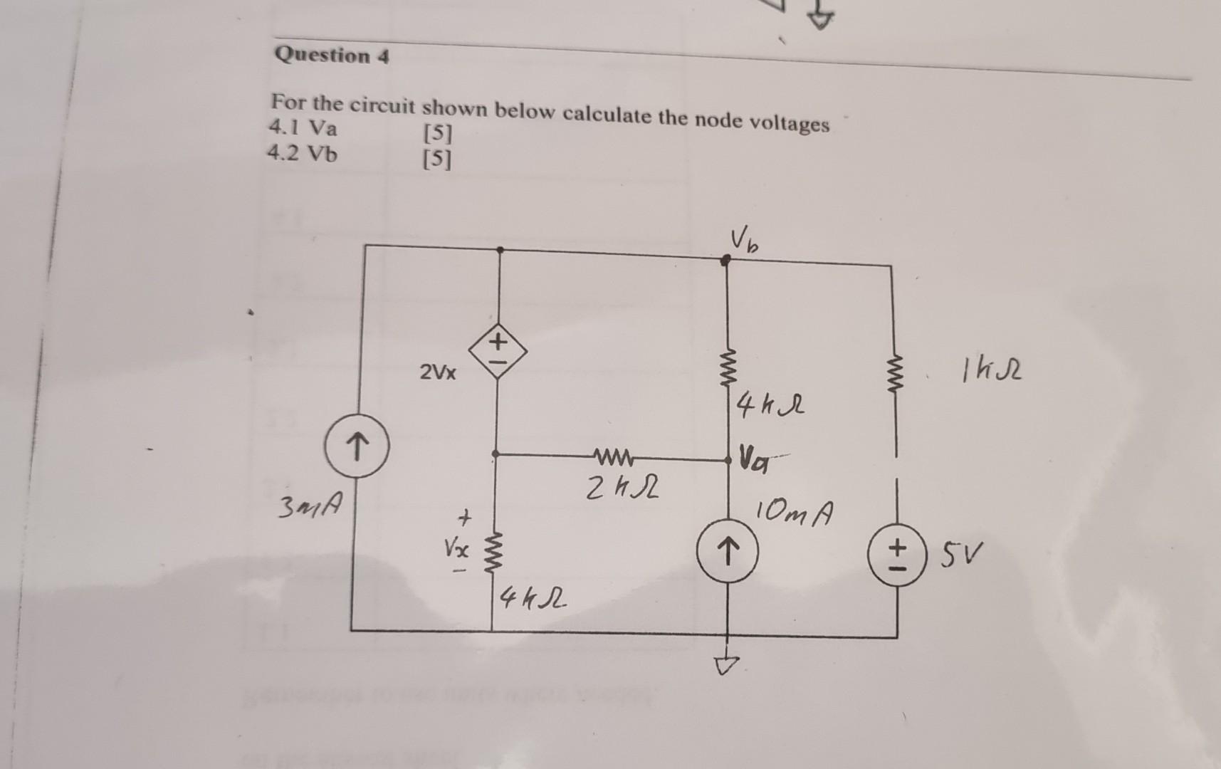 Solved For the circuit shown below calculate the node | Chegg.com