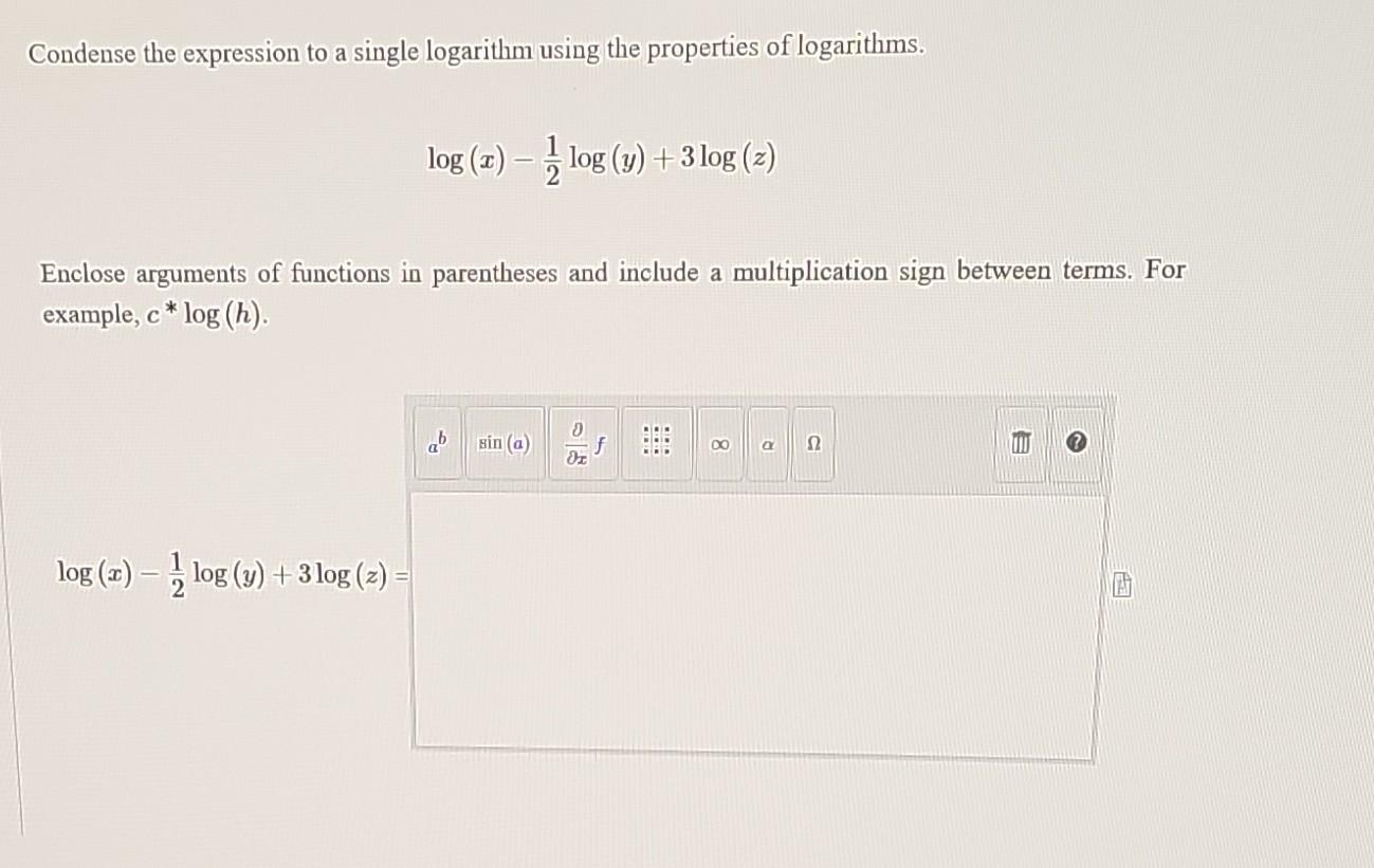 Solved Condense The Expression To A Single Logarithm Using 