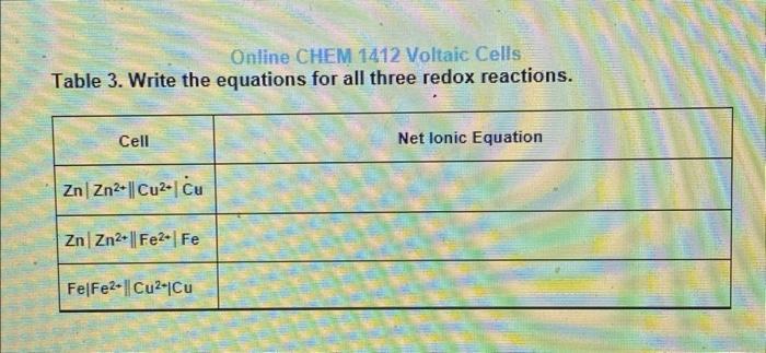 Solved Data Table loare all shaded boxes empty Table 2. | Chegg.com
