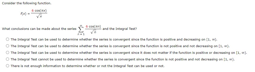 Solved Consider the following function.f(x)=6cos(πx)x2What | Chegg.com