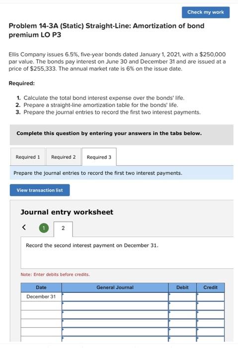 Solved Problem 14-3A (Static) Straight-Line: Amortization of | Chegg.com