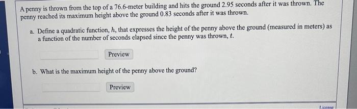Solved A penny is thrown from the top of a 76.6-meter | Chegg.com