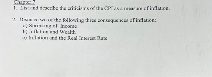 Solved Chapter 7 1. List and describe the criticisms of the | Chegg.com