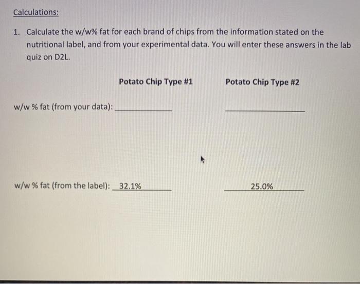 Solved ANALYSIS OF FAT IN POTATO CHIPS Date Data: Potato | Chegg.com