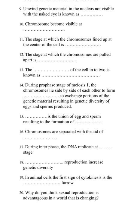 Solved Assignment 5 Mitosis and Meiosis Cell cycle Meiosis | Chegg.com