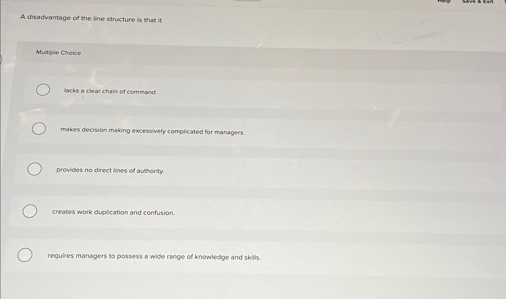 Solved A disadvantage of the line structure is that | Chegg.com