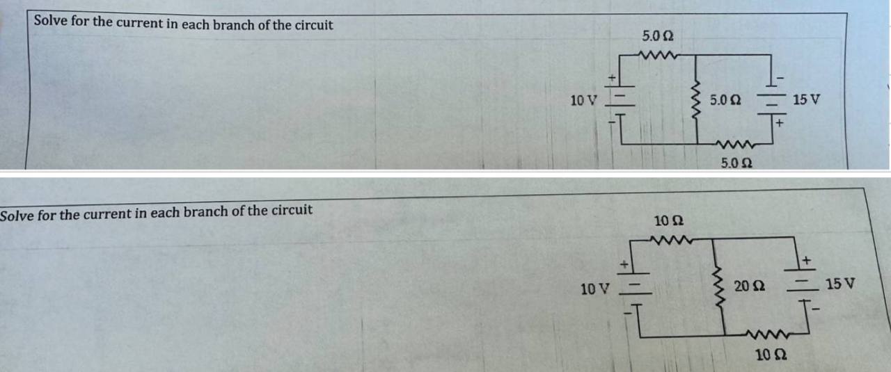 Solved Solve for the current in each branch of the | Chegg.com