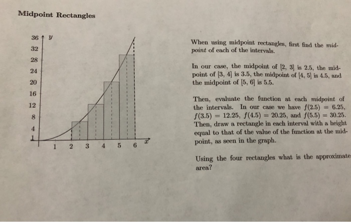 Solved Midpoint Rectangles 361 4 32 When using midpoint | Chegg.com