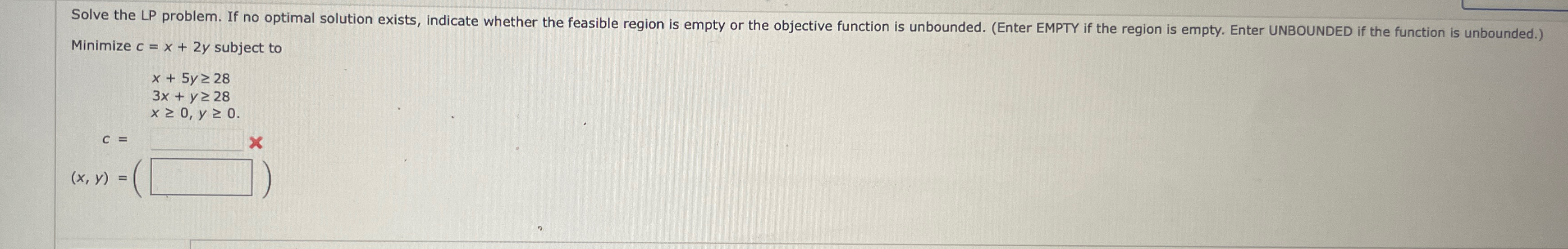 Solved Solve the LP problem. If no optimal solution exists, | Chegg.com