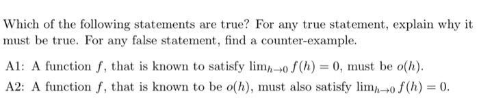 Solved Which of the following statements are true? For any | Chegg.com