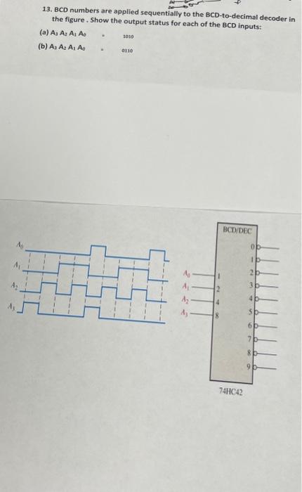 Solved 13. BCD numbers are applied sequentially to the | Chegg.com