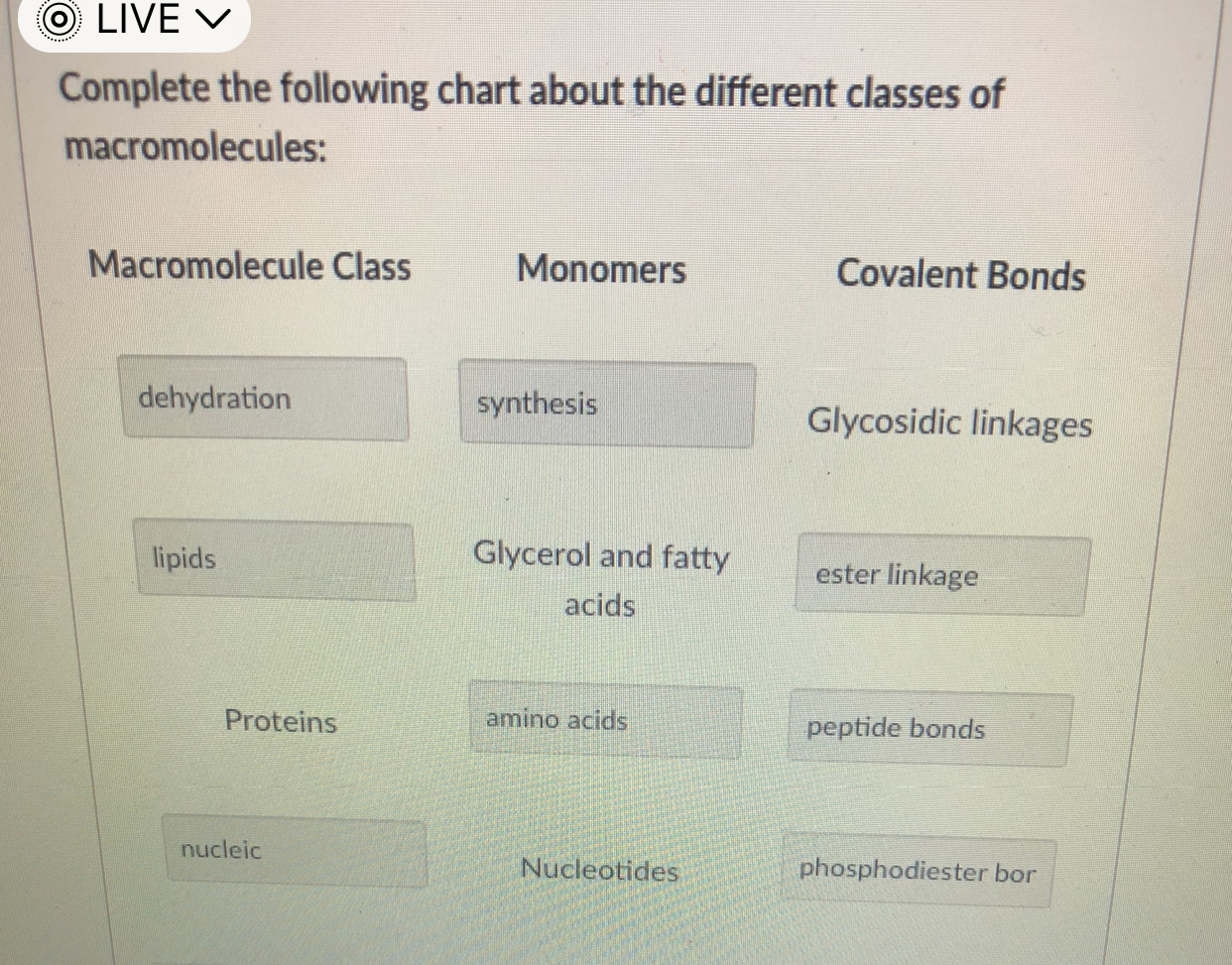 Solved Complete the following chart about the different | Chegg.com