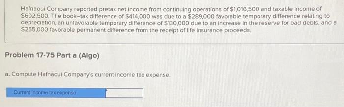 Solved Hafnaoui Company reported pretax net income from | Chegg.com