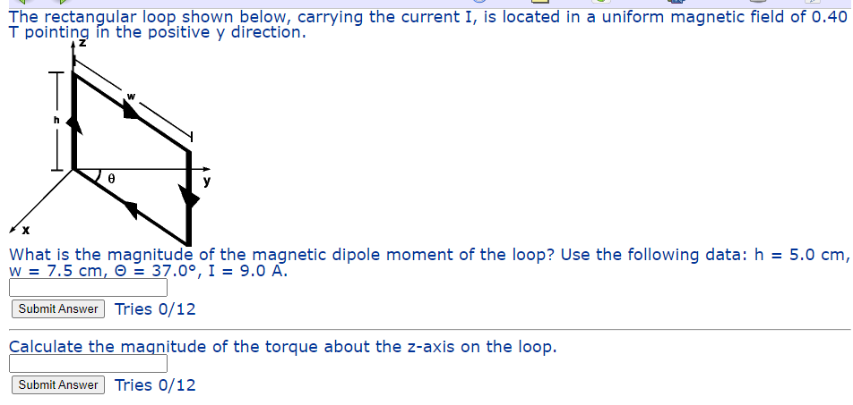 Solved The rectangular loop shown below, carrying the | Chegg.com