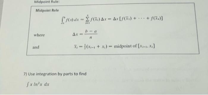 Solved Midpoint Rule: Midpoint Rule | Chegg.com