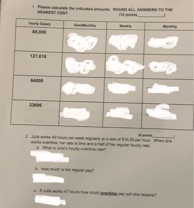 Solved i took out my incorrect answers from the sheet | Chegg.com