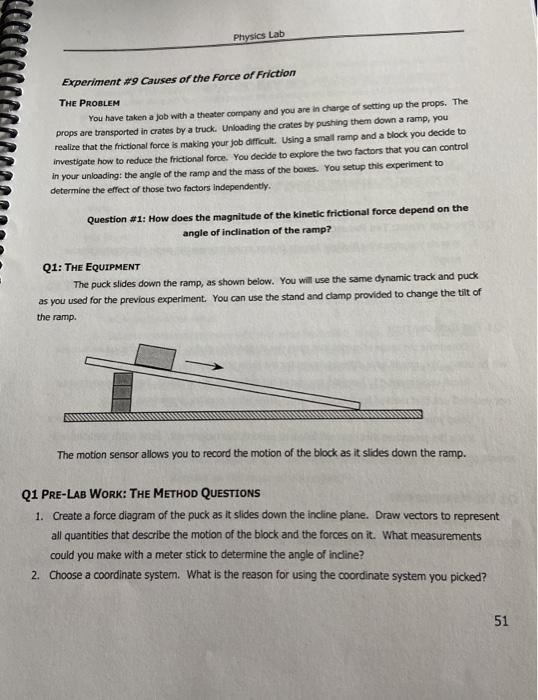 Solved Physics Lab Experiment #9 Causes of the Force of | Chegg.com