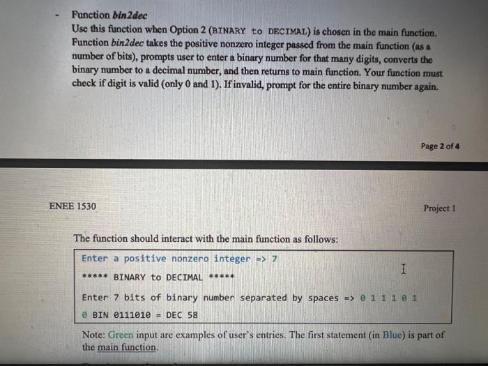 Solved how do i make 2 seperate sub programs for bin2dec and | Chegg.com