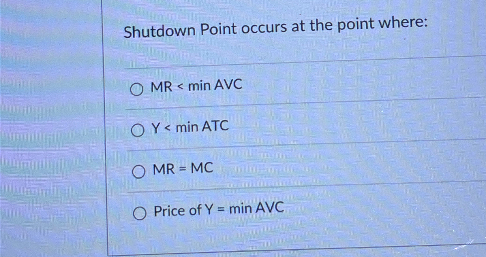 Solved Shutdown Point occurs at the point | Chegg.com