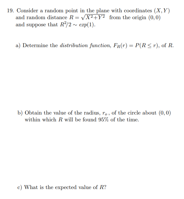 Solved Consider a random point in the plane with coordinates | Chegg.com