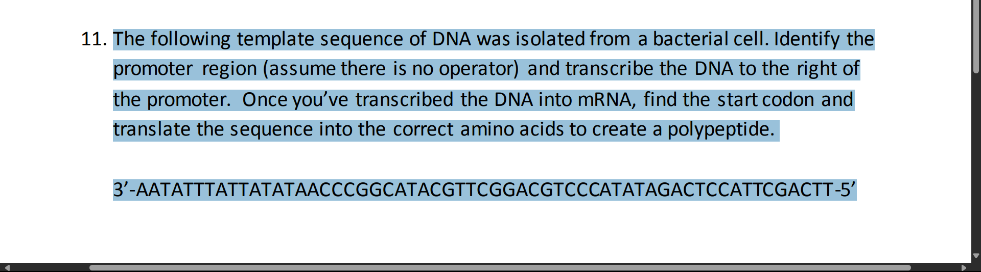Solved The following template sequence of DNA was isolated | Chegg.com