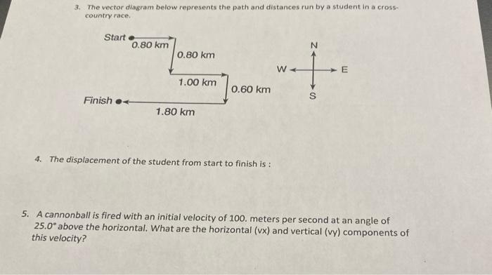 Solved 3. The vector diagram below represents the path and | Chegg.com